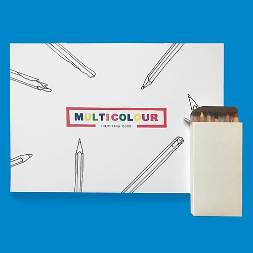 'Multicolour' colouring book with 6 colouring pencils - Migrate Art